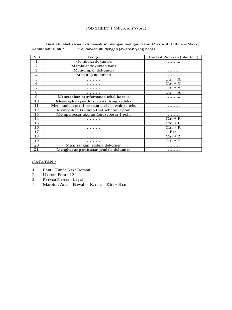 JOB SHEET 1 (Microsoft Word) | PDF