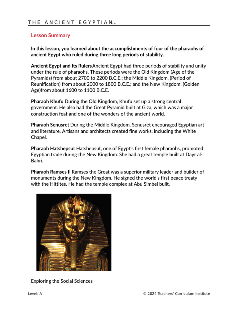 Egyptian Pharaohs | PDF