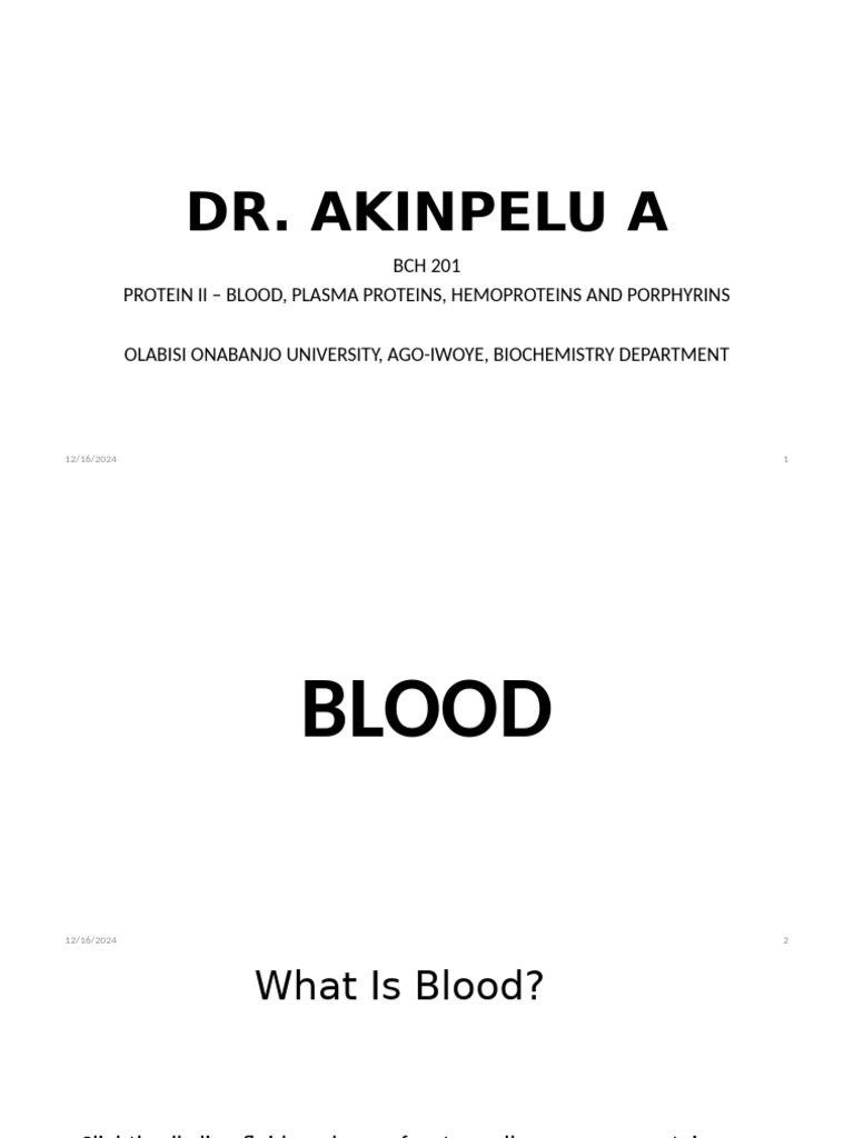 BCH 201 (1) | PDF | Hemoglobin | Red Blood Cell