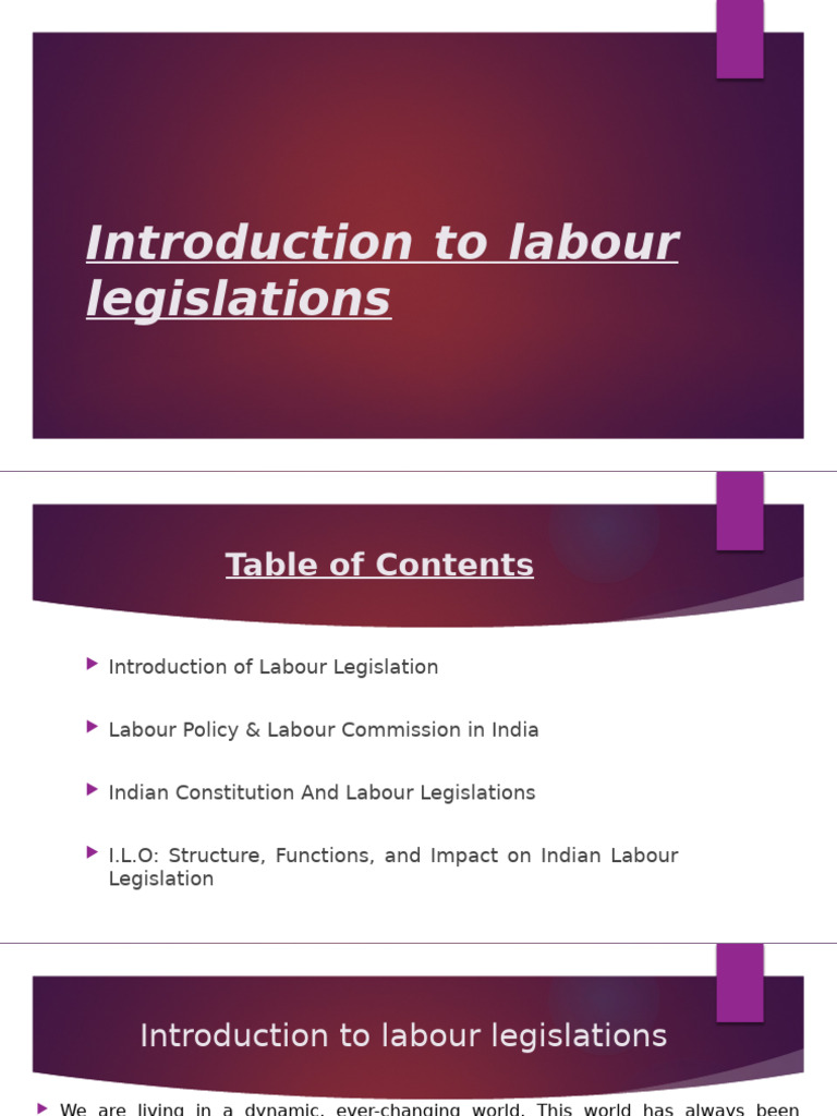 Unit-1 Introduction to Labour Legislations | PDF | International Labour ...