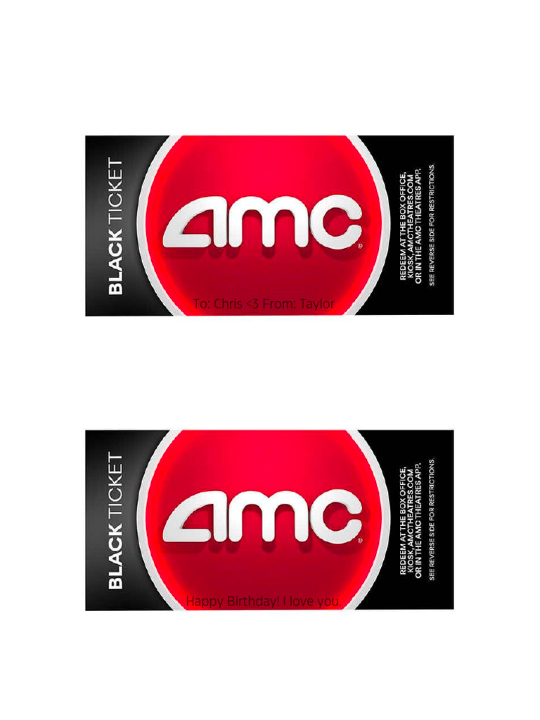 AMC Ticket gift template | PDF