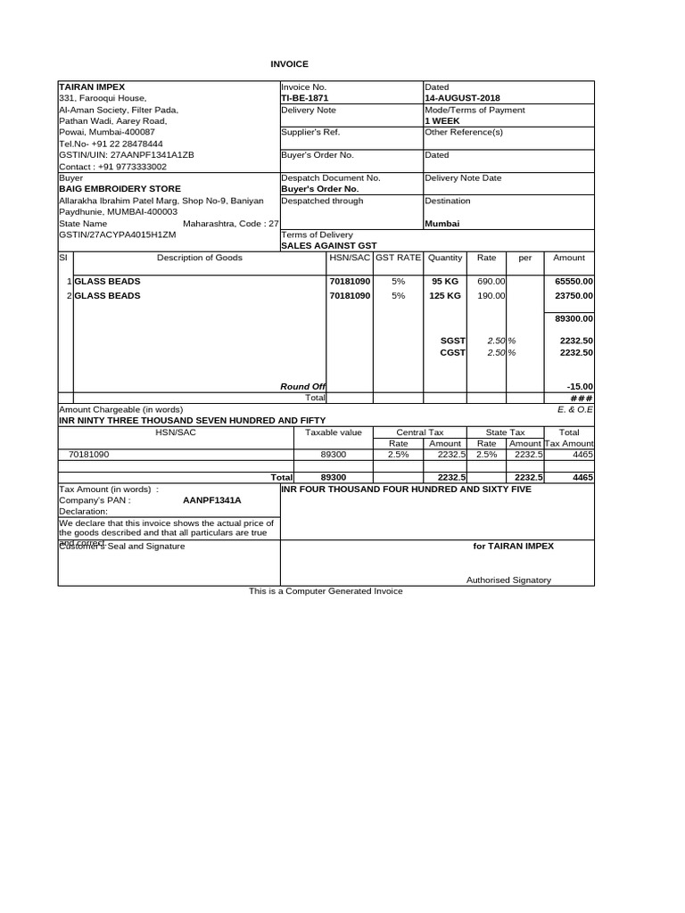 DEMO GST | PDF | Invoice | Taxation