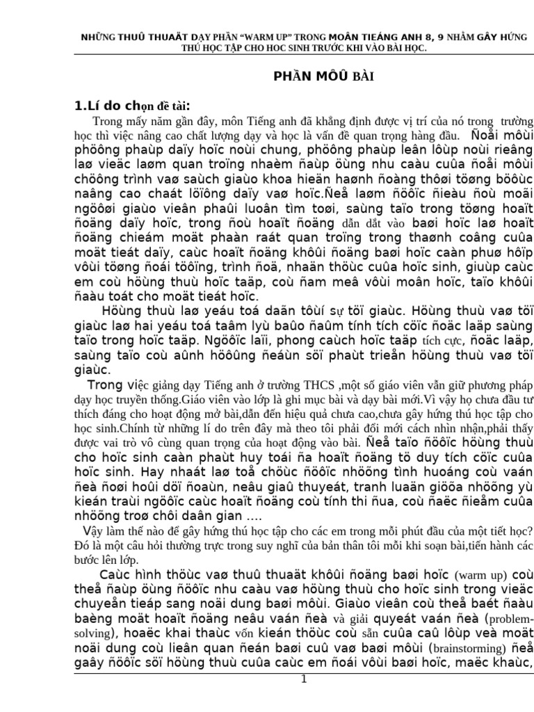 Nhung Thu Thuat Day Phan Warm Up Trong Mon Tieng Anh 9 4 | PDF