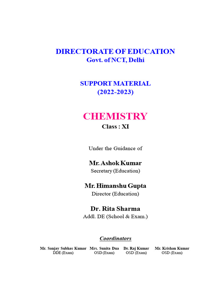 Class 11 Chemistry Support Material (2022-2023) | PDF | Mole (Unit ...