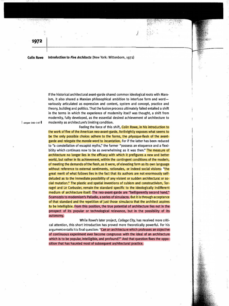 Idoc - Pub - Colin Rowe Introduction To Five Architects 1972 | PDF