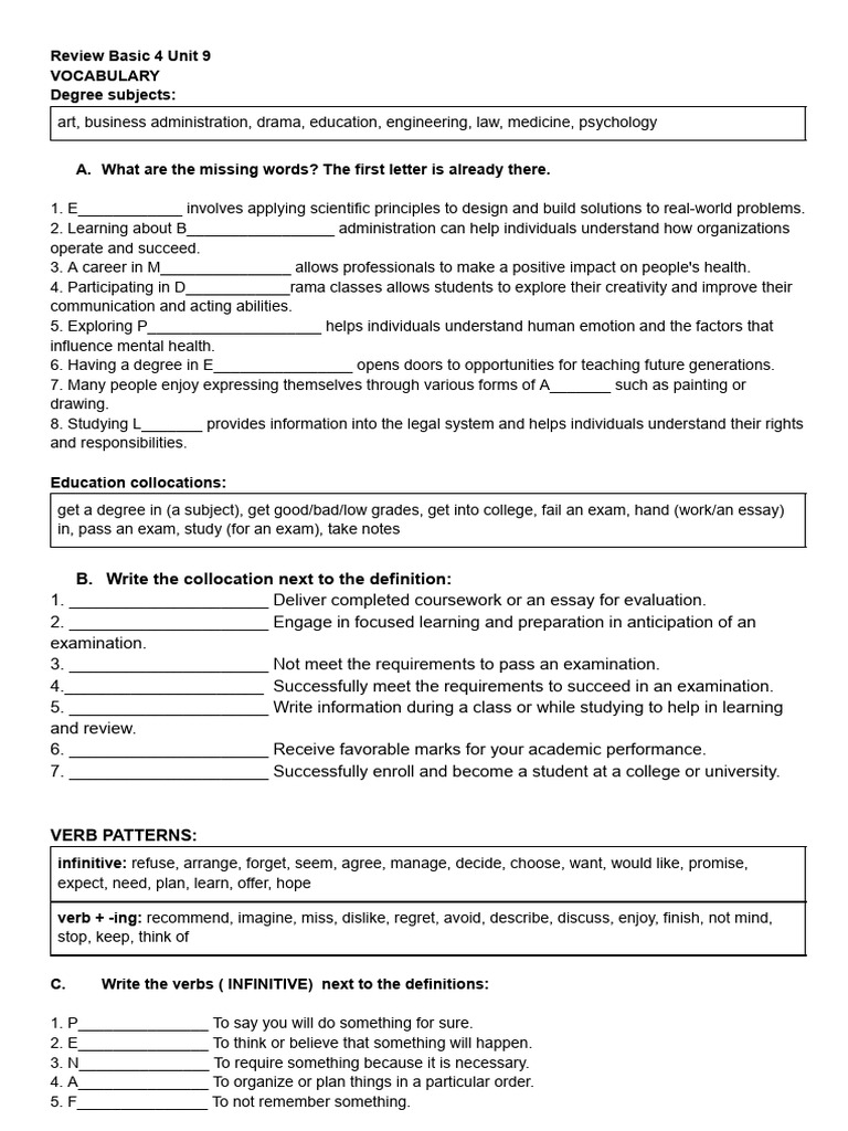 Basic 4 U9 Review Answer Key | PDF | Psychology | Cognition