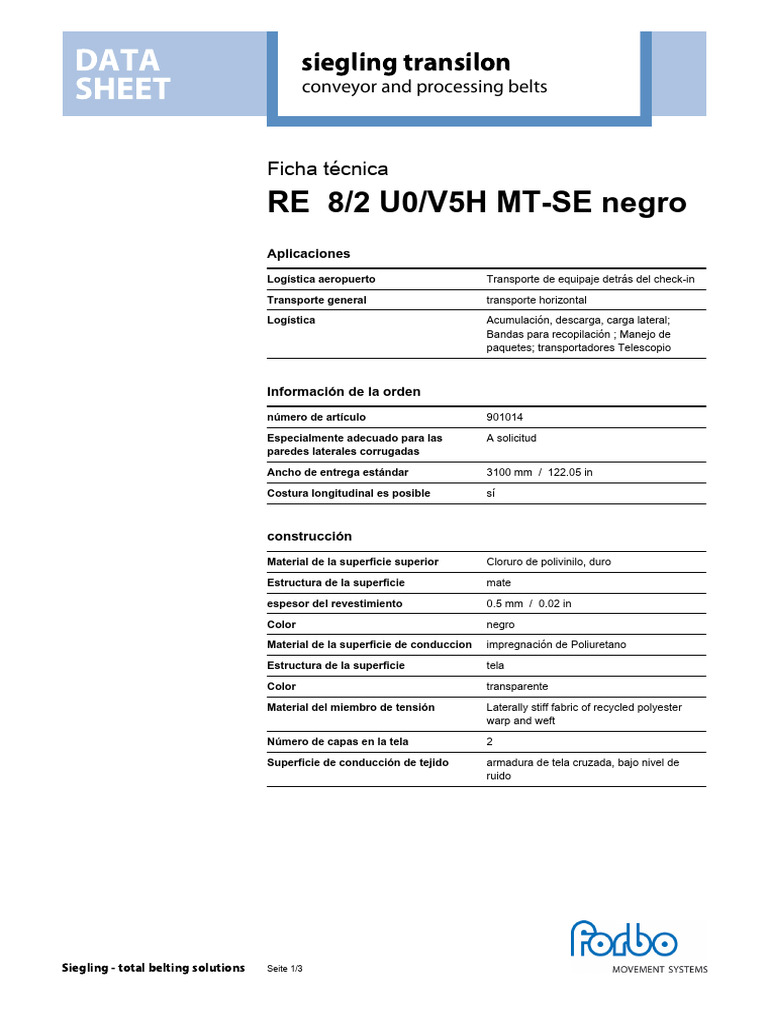 FORBO E 8-2 U0-V5H MT-SE Negro | PDF | Ciencia de los Materiales | Ciencias fisicas