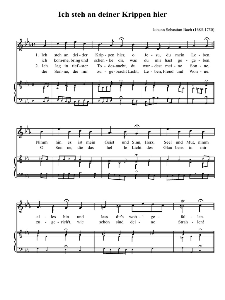 Bach Ich Steh An Deiner Krippen Hier - Singstimme | PDF