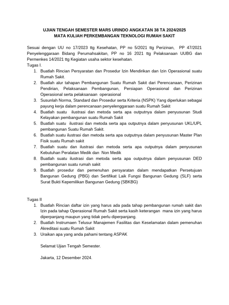 Ujian Tengah Semester Mars Urindo 38 | PDF