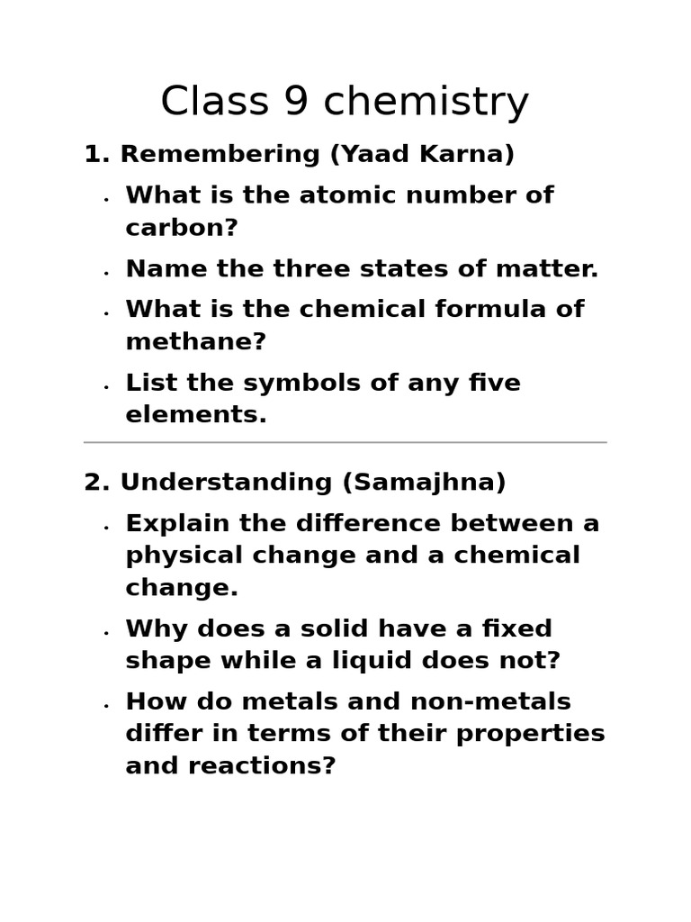 Class 9 Chemistry Essentials | PDF
