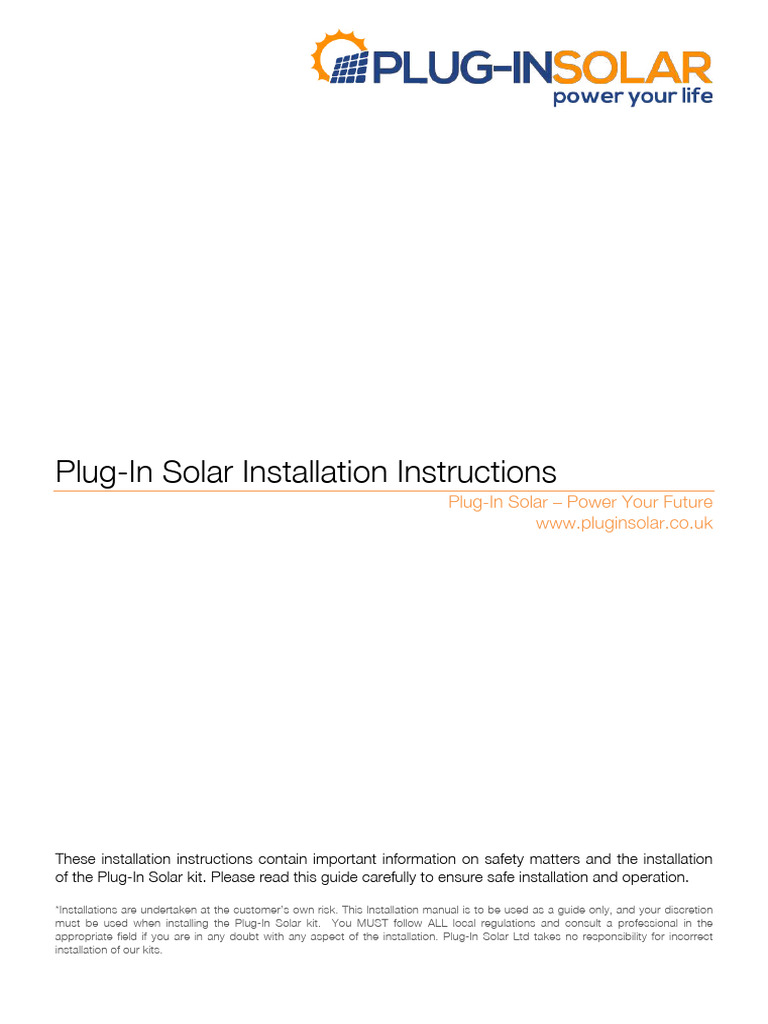 Plug-In Solar Kit Installation Guide | PDF | Solar Panel | Direct Current