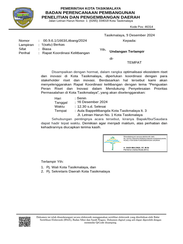 Undangan Rakor Senin | PDF