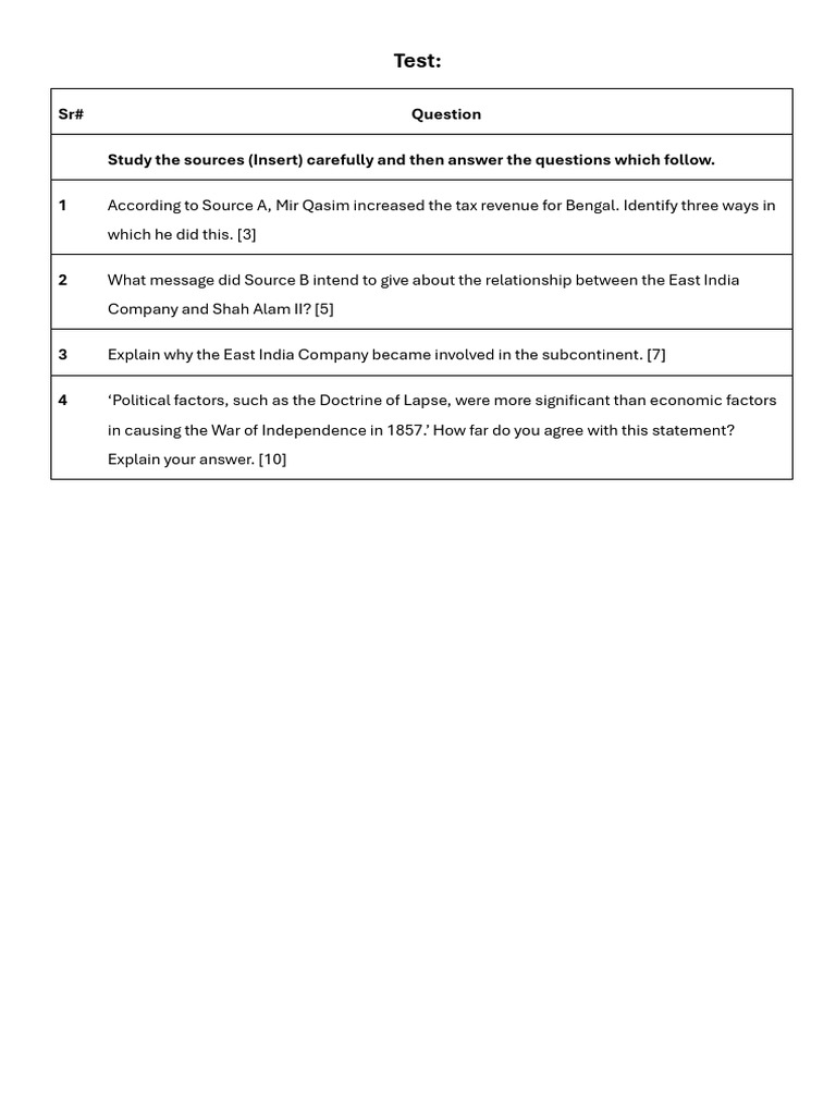 Test History - Q1,2,3 | PDF