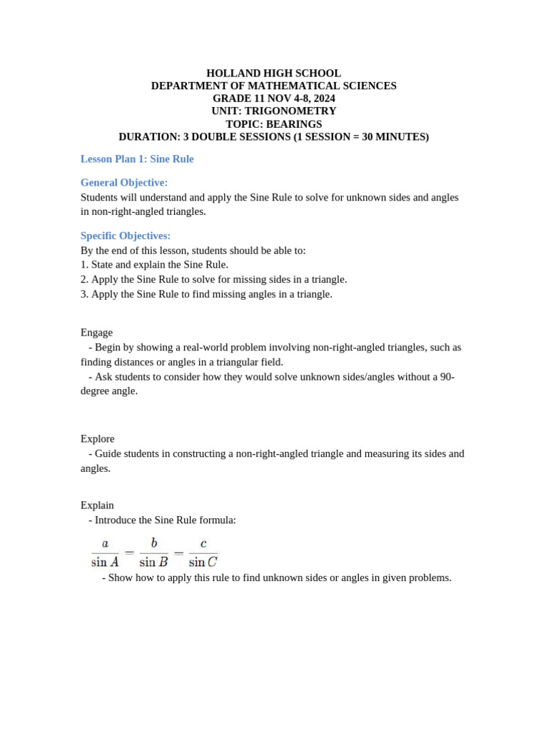 Form 5 Mathematics Lesson Plans | PDF | Trigonometry | Trigonometric ...