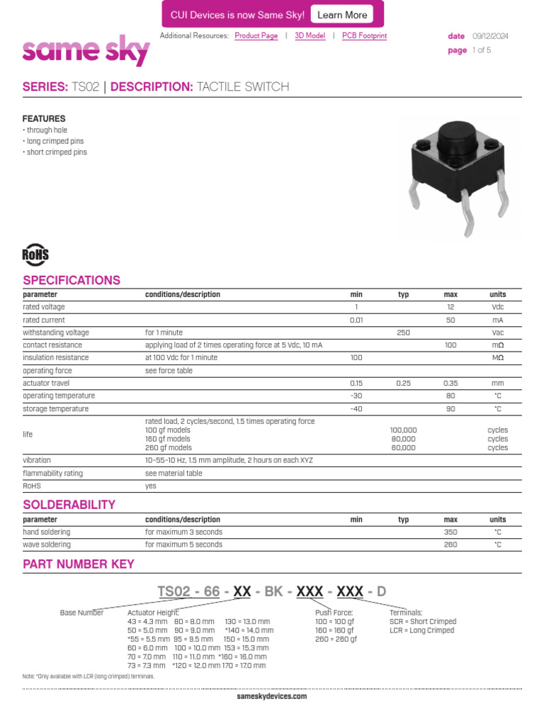 Ts02 3511329 Pdf Switch Printed Circuit Board
