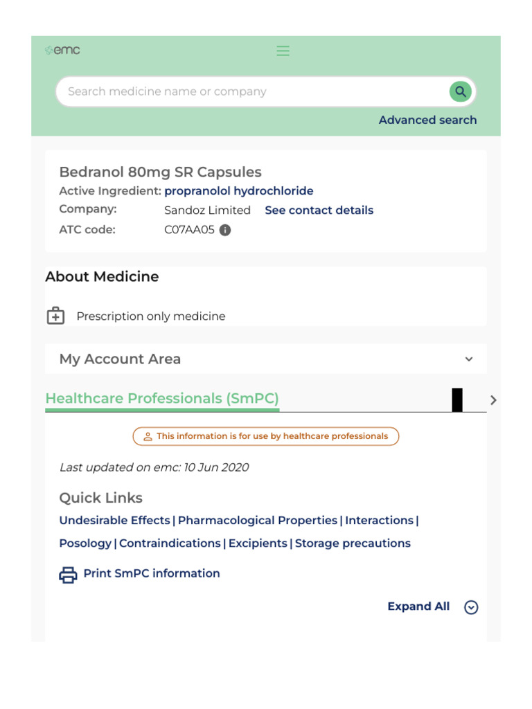 Bedranol 80mg SR Capsules - Summary of Product Characteristics (SmPC ...