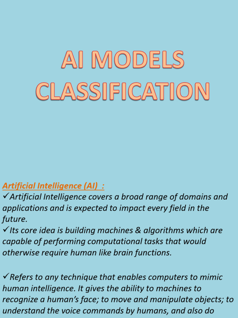 AI MODEL CLASSIFICATION | PDF | Machine Learning | Artificial Intelligence