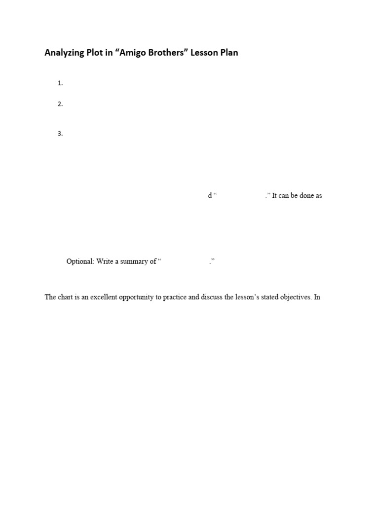 Analyzing Plot in "Amigo Brothers" | PDF | Reading Comprehension | Learning