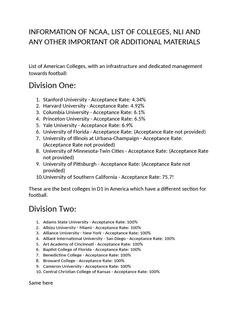 Information of Ncaa | PDF | Course Credit