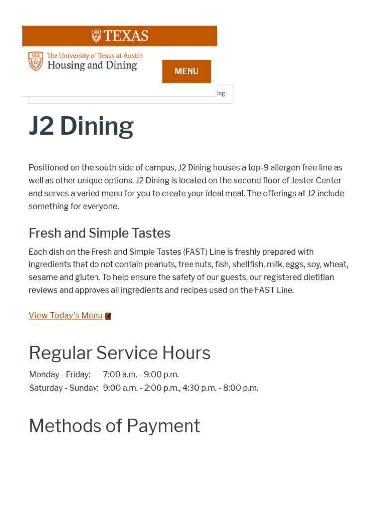 J2 Dining - University Housing and Dining | PDF