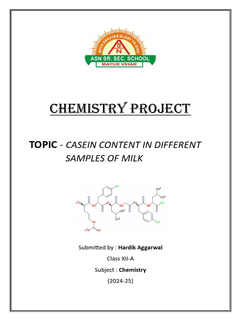 chem project (2) | PDF | Milk | Chemistry