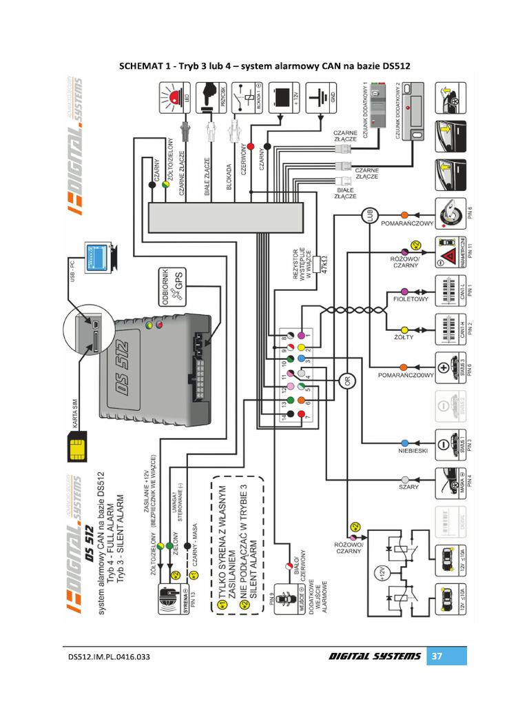 SCHEMAT 1 - Tryb 3 Lub 4 - System Alarmowy CAN Na Bazie DS512 | PDF