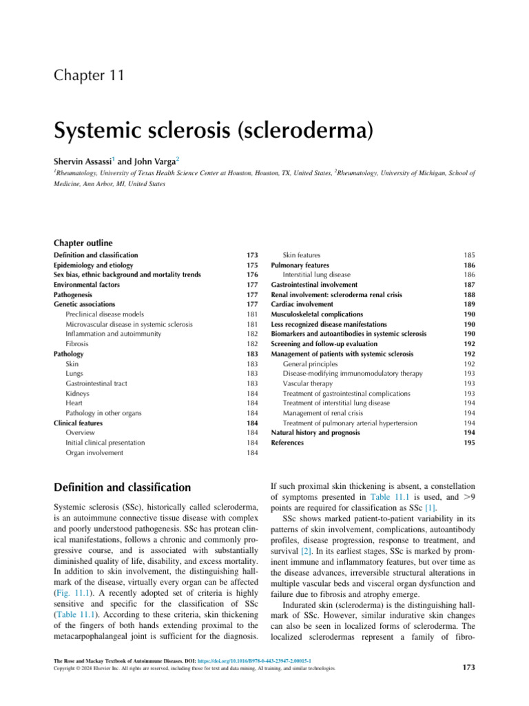 Systemic Sclerosis (Scleroderma) : Shervin Assassi and John Varga | PDF | Angiogenesis | Genome ...