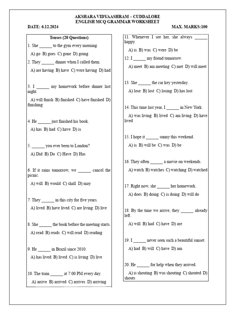 English Worksheet | PDF