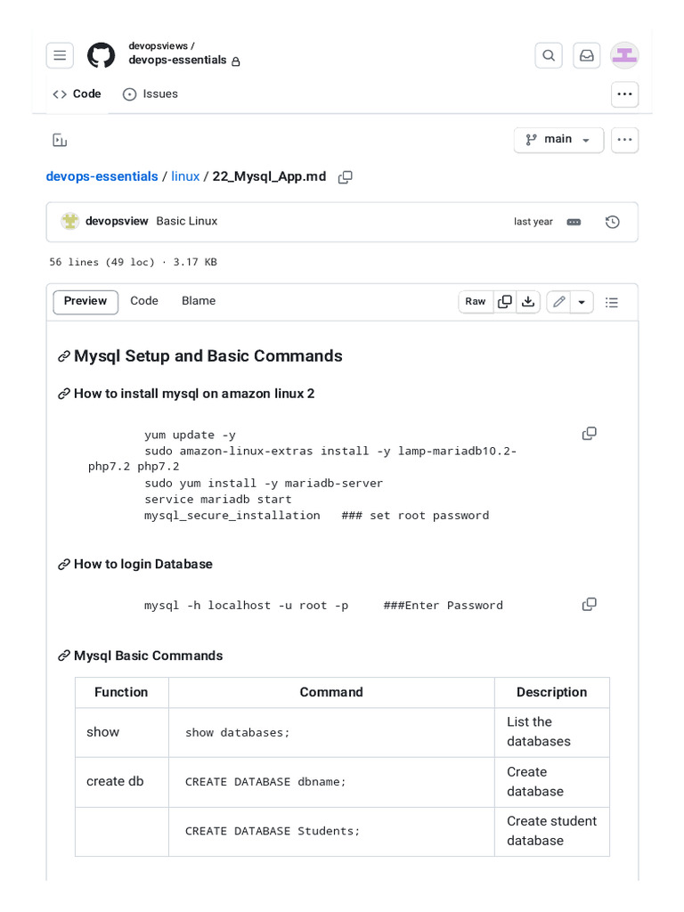 Devops-Essentials Linux 22 Mysql App - MD at Main Devopsviews Devops-Essentials | PDF | Software ...
