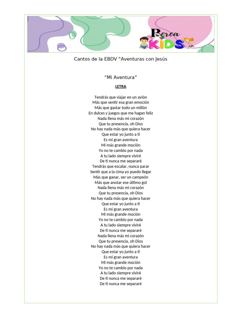 Canciones Ebdb Aventuras Con Jesus | PDF | Jesús