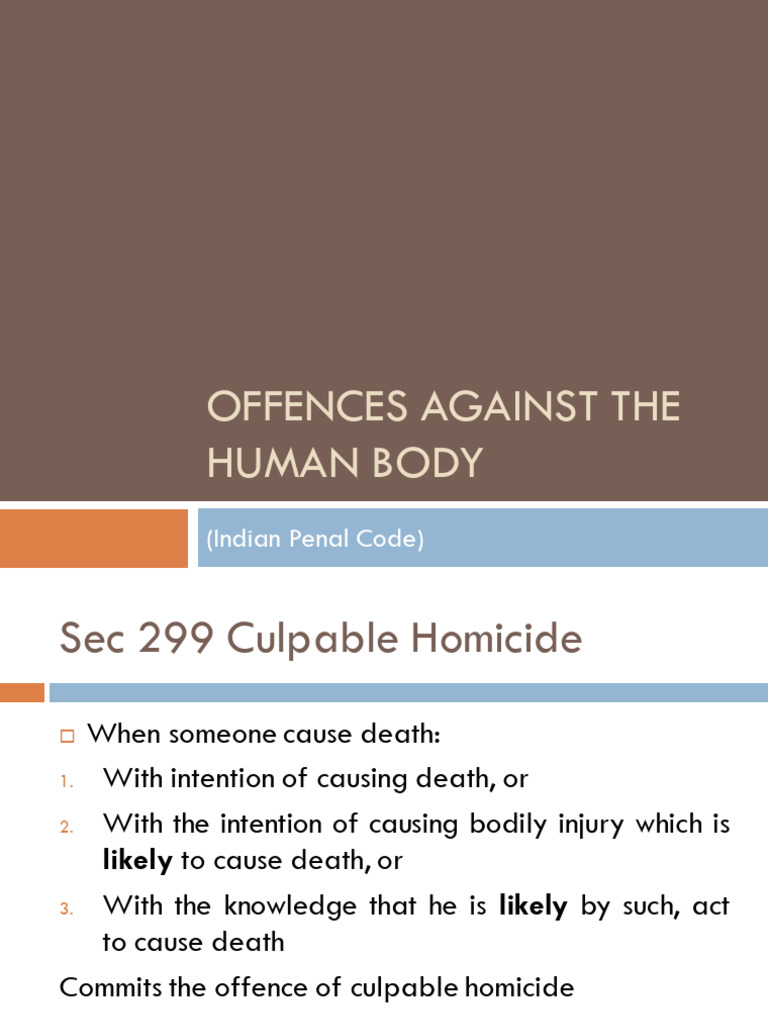 U4 - Offences Against The Human Body and Property | PDF | Murder | Theft