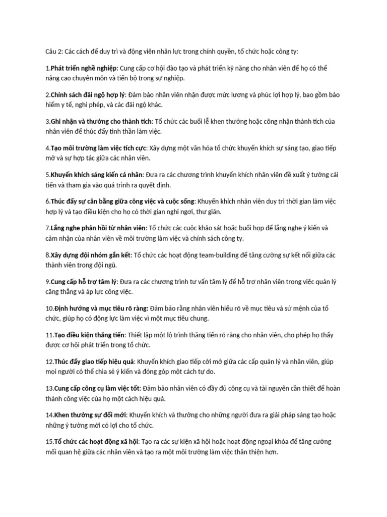 Câu 2 QTNNL (1) | PDF