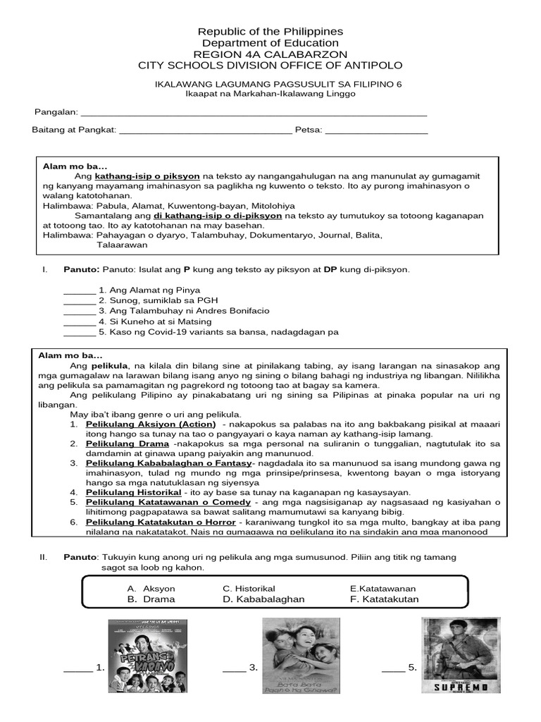 Fil 6 Q4 Week 2 ST 2 | PDF