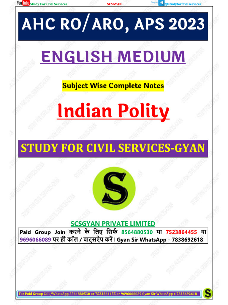 Eng Medium - Indian Polity Notes | PDF