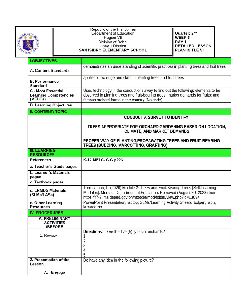 TLE Q2 DLP WEEK 6 DAY 1 | PDF | Grafting | Agriculture