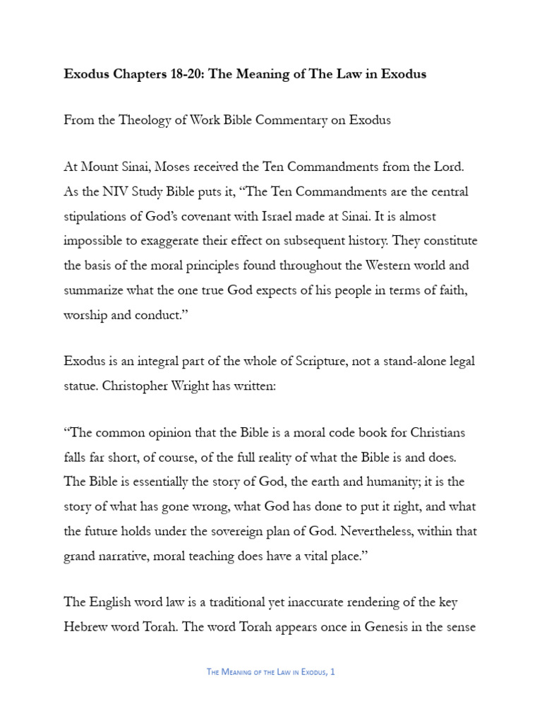 Exodus Chapters 18-20 - The Meaning of The Law in Exodus | PDF | Book ...