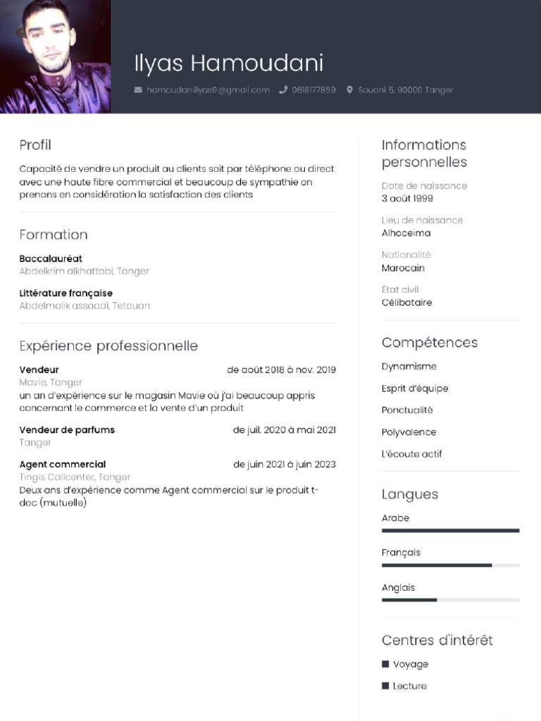 CV Ilyas Hamoudani 2 | PDF