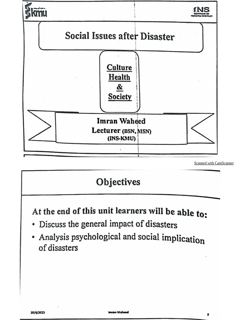 Unit-12; Social Issues After Disasters Provided by Md_SAMEER | PDF