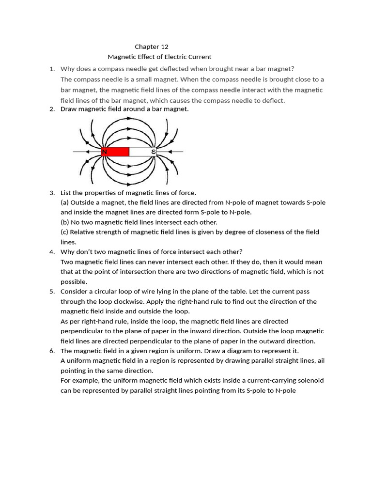 Magnetic Effects of Electric Current | PDF | Magnetic Field ...