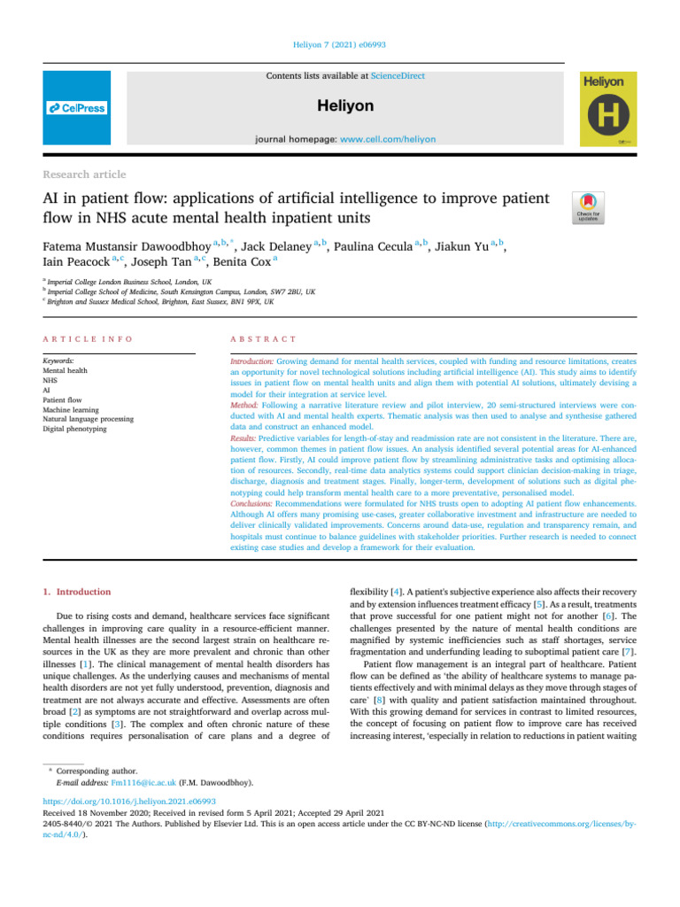 AI in Patient Flow Applications of Artificial Inte | PDF | Machine ...