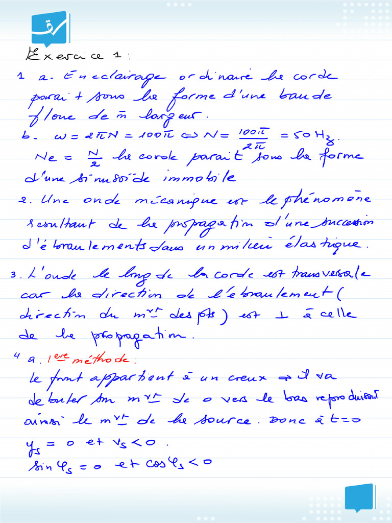 Corrigé Ondes-1-4Sc-Pilote | PDF