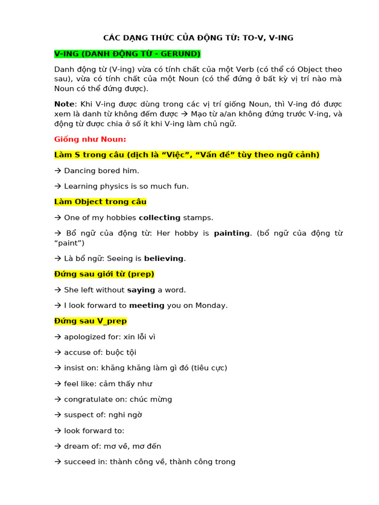 Bài 8 - Tov - Ving | PDF