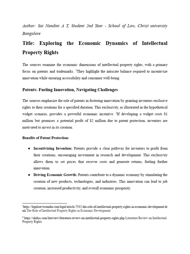 Exploring The Economic Dynamics of Intellectual Property Rights | PDF ...