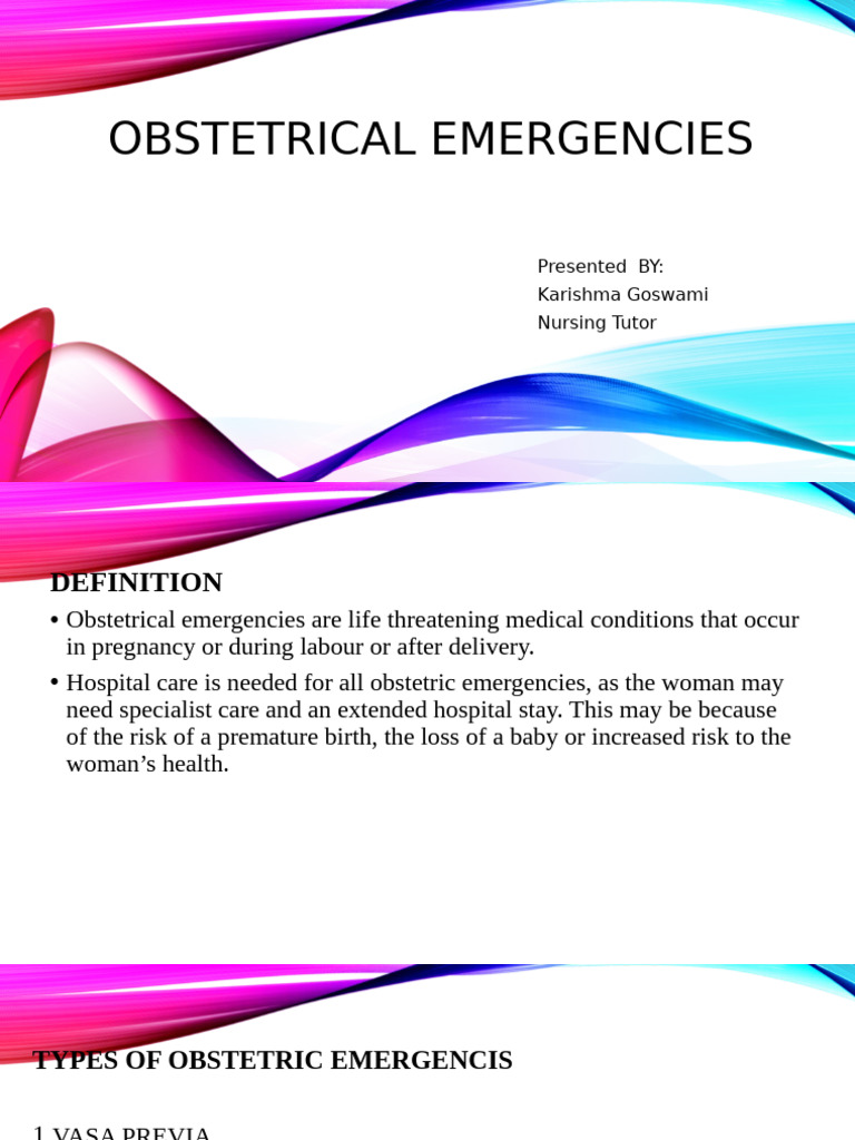 Obstetric Emergencies Overview | PDF | Childbirth | Shock (Circulatory)