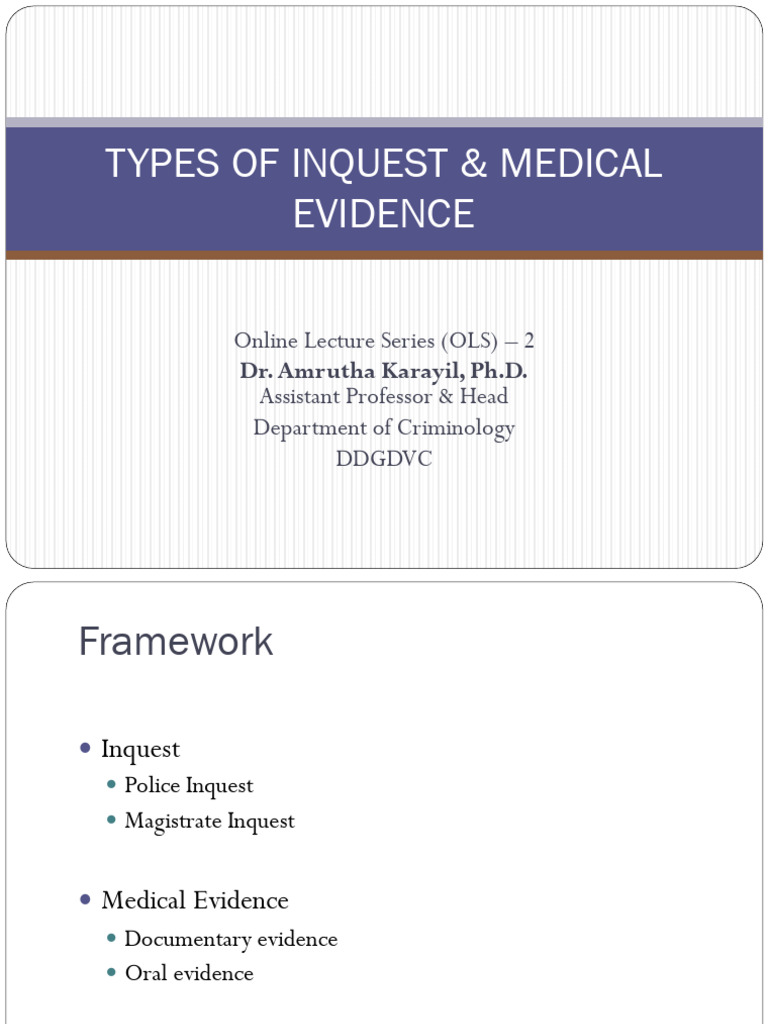 2 - Types of Inquest and Medical Evidence | PDF | Coroner | Witness
