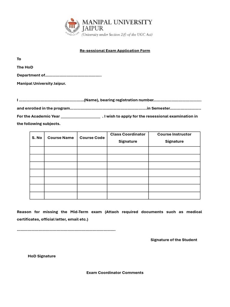 Re Sessional Form | PDF