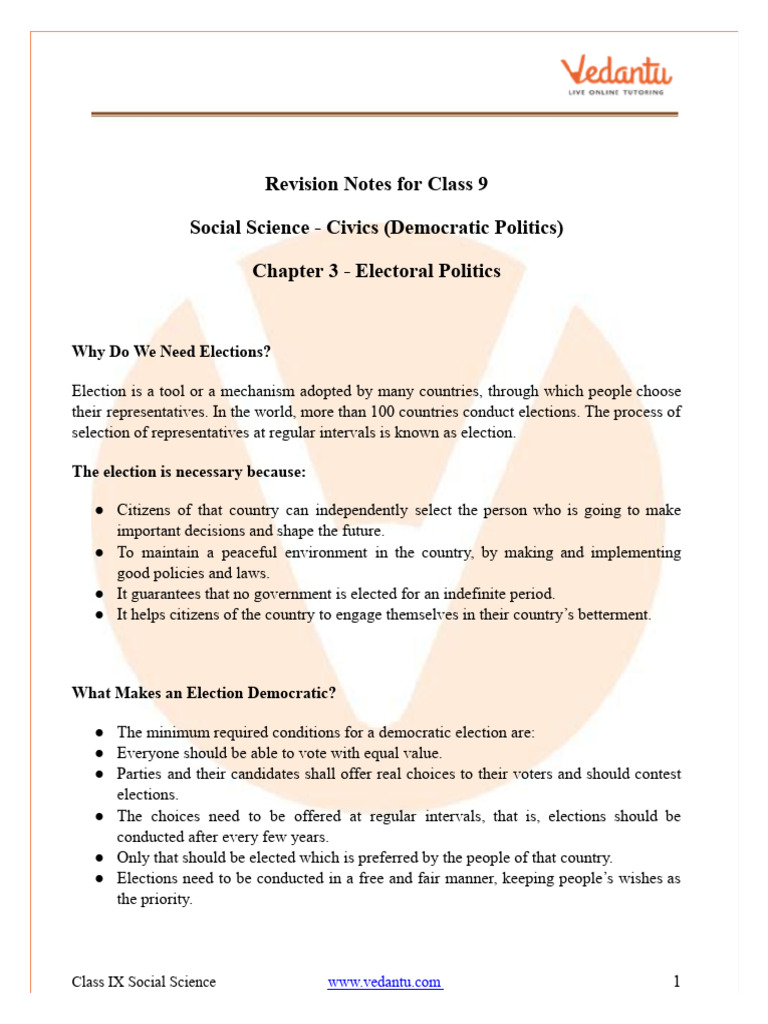 Class 9 Civics: Electoral Politics | PDF | Elections | Electoral District