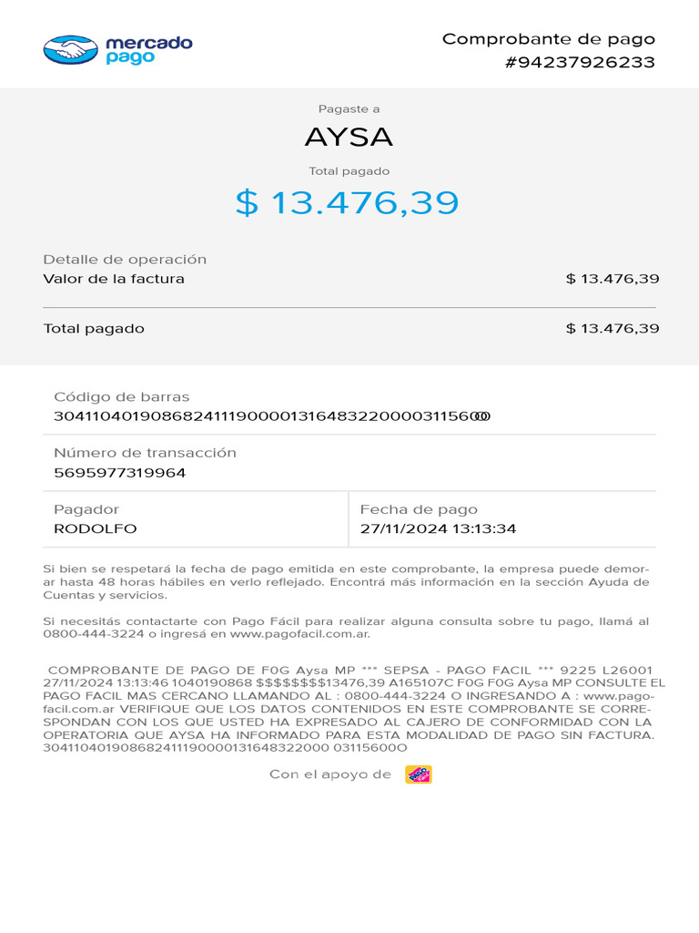 Comprobante 94237926233 | PDF