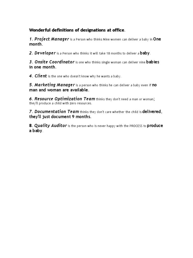 Humorous Office Designation Definitions | PDF | Self-Improvement