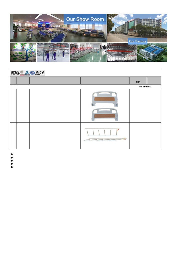 Quotation List For Bed Accessories | PDF